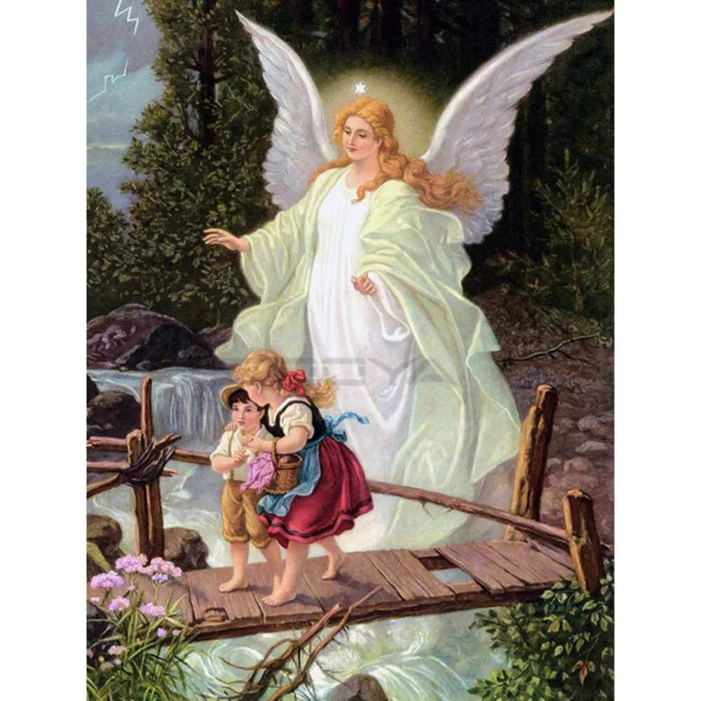 Meian DIY Carton Angel 11/14CT Cotton Thread Printed Canvas Cross ...
