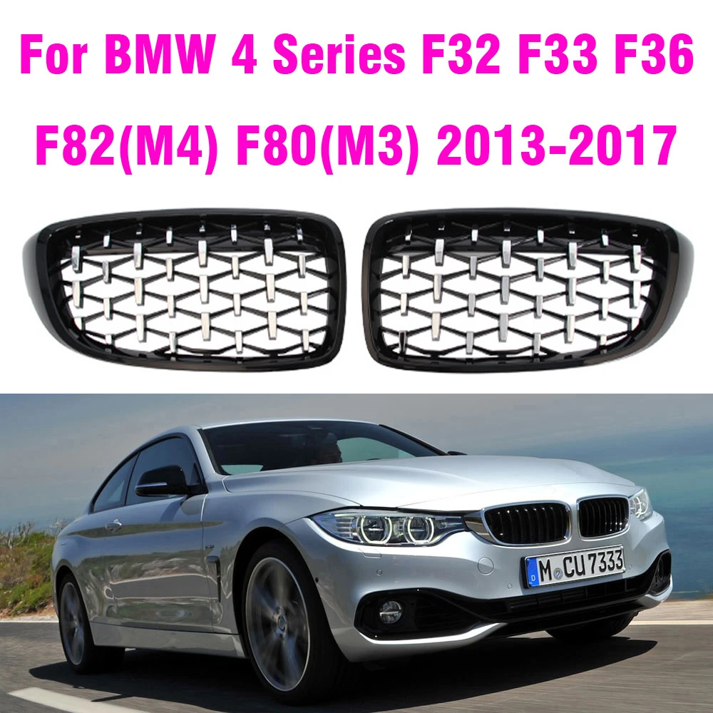 Chrome Black Front Kidney Grille Slat M4 Style Diamond Shape Grill For ...