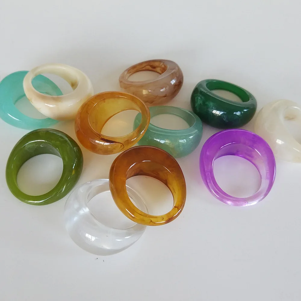 New-Fashion-Colorful-Transparent-Rings-Irregular-Marble-Pattern ...