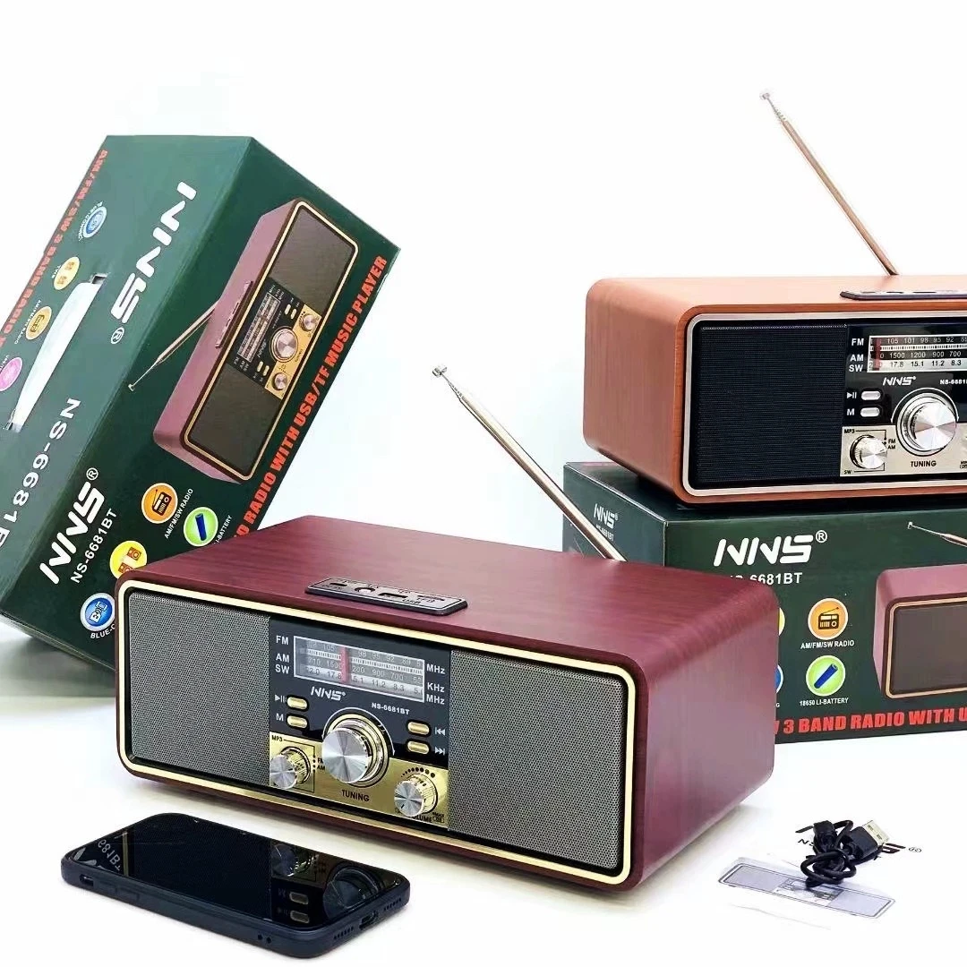 Retro Wooden Bluetooth Speakers Radio Wireless Subwoofer with AM/FM/SW ...