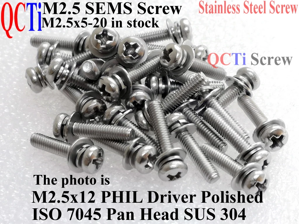 Sus 304 M2.5 Stainless Steel Sems Screws M2.5x5 M2.5x6 M2.5x8 M2.5x10 ...