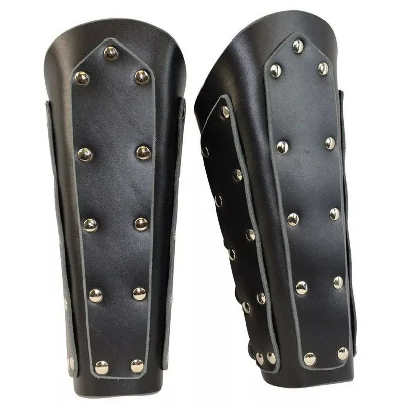 Medieval Steampunk Cosplay Props Faux Leather Wide Bracer Lace Up Arm ...