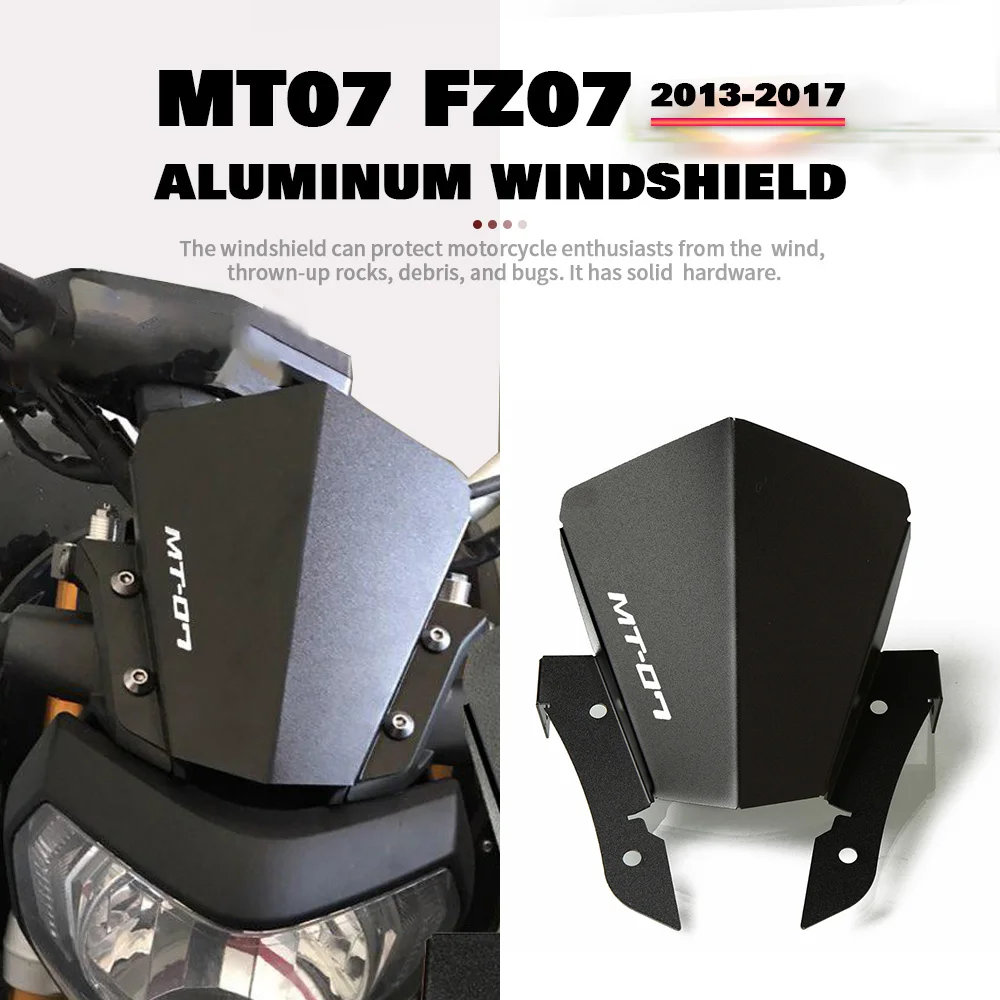 Windscreen Motorcycle Windshield Aluminum For Yamaha FZ07 FZ-07 MT07 MT ...