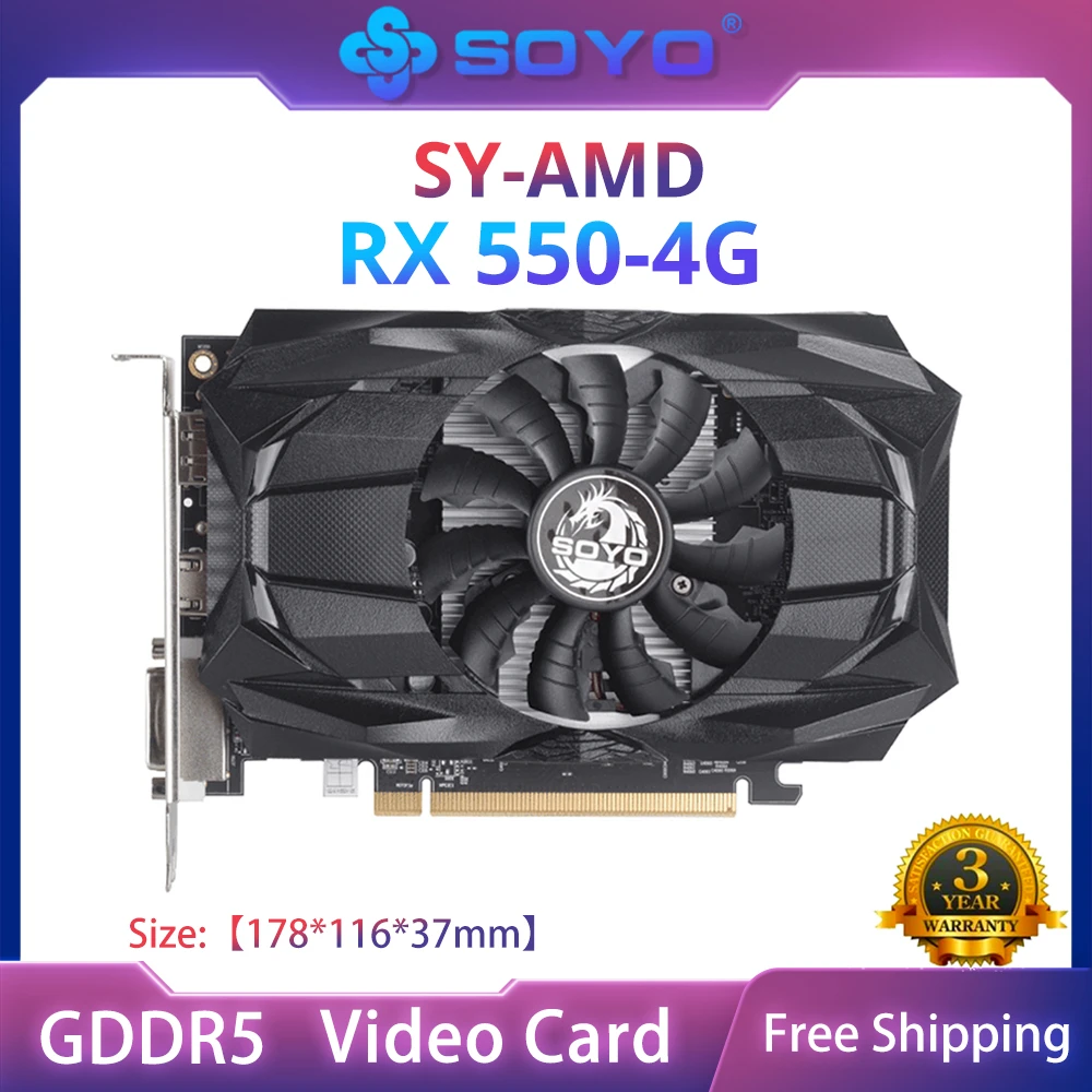 Soyo Full New Amd Gpu Radeon Rx 550 4g Gpu Gddr5 14nm Computer Pc ...
