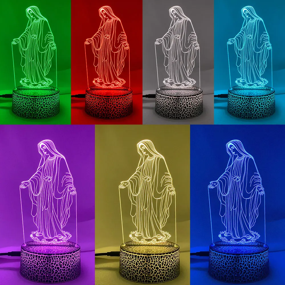 3D-Acr-lico-LED-Night-Light-Aben-oada-Virgem-Maria-7-Mudan-as-de-Cor ...