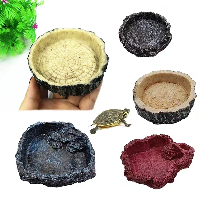 Pet-Reptile-Feeder-Bowl-Resin-Aquarium-Basin-Food-Water-Pot-Reptile ...