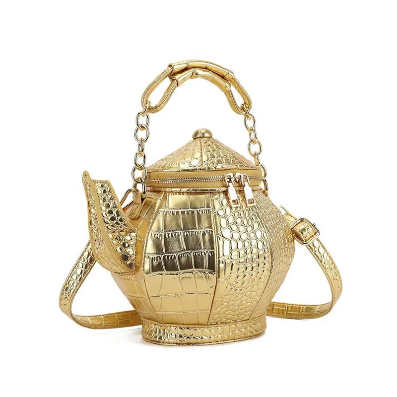 2026 new gold crocodile print creative Chinese style teapot teapot ...