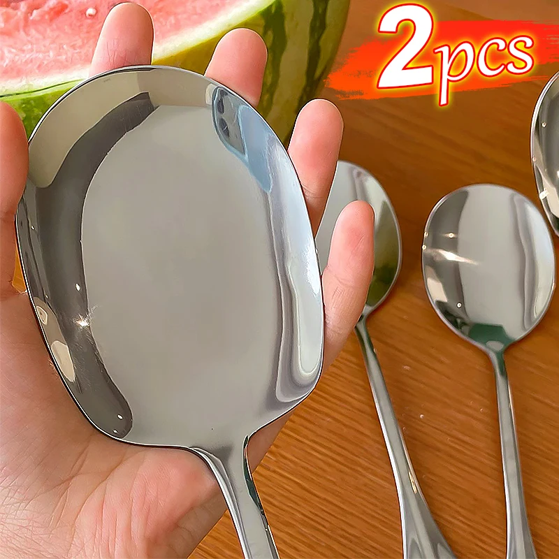 Large-Stainless-Steel-Soup-Spoon-Long-Handle-Spoons-Flatware-Home ...