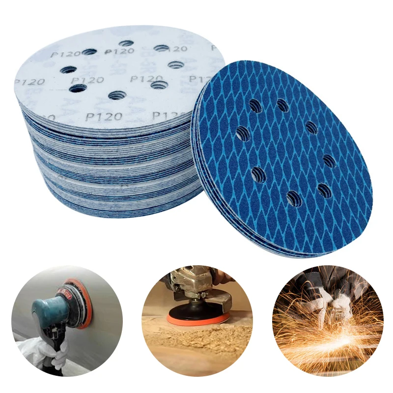100Pcs-125mm-8-Hole-Sanding-Discs-Sandpaper-Round-Sanding-Paper-Sanding ...