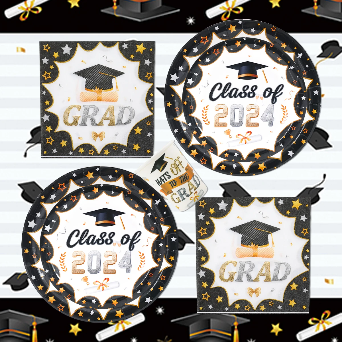 Graduated-Disposable-Tableware-for-Student-2024-Congratulation ...