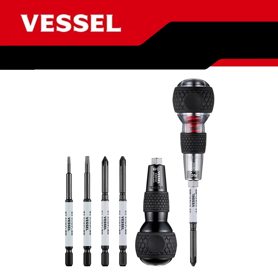 VESSEL-Ball-Grip-Impactor-Screwdriver-Set-with-Replacement-Bits ...