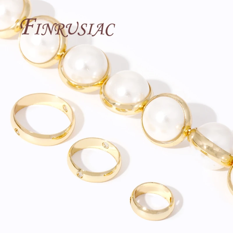 Silver Plated Beads Circle Frame 8mm 10mm 12mm 14K Gold Plated Brass ...