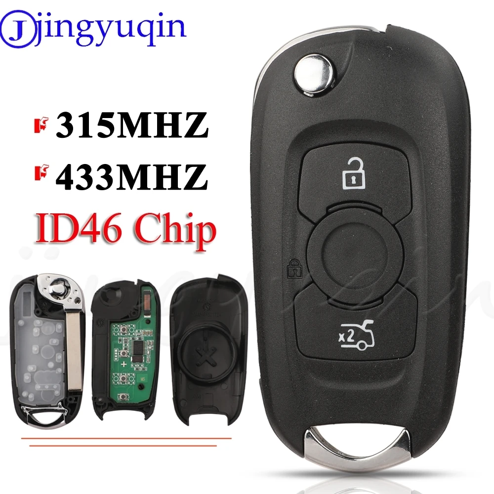 jingyuqin 3Buttons Flip Car Key Remote Fob 315MHz 433MHZ ID46 For Opel ...