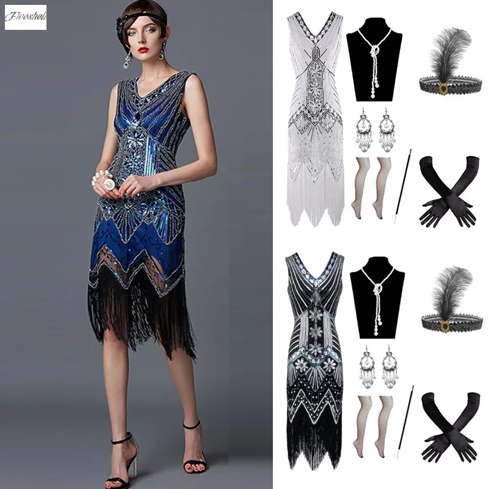 Vestido-Flapper-Retro-elegante-para-mujer-vestido-de-fiesta-de-gran ...