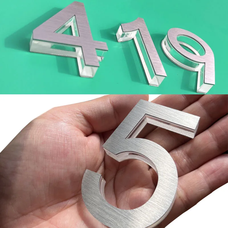 75mm Stainless Steel Number Stickers Transparent Self Adhesive Metal ...