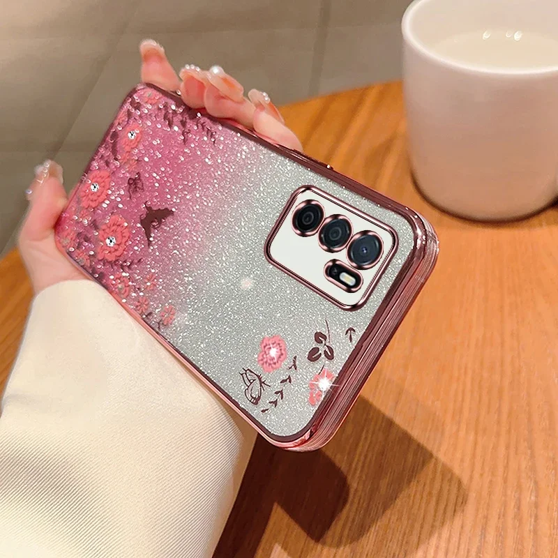 Luxury-Gradient-Glitter-Butterfly-Flower-Phone-Case-For-OPPO-A16-A15 ...