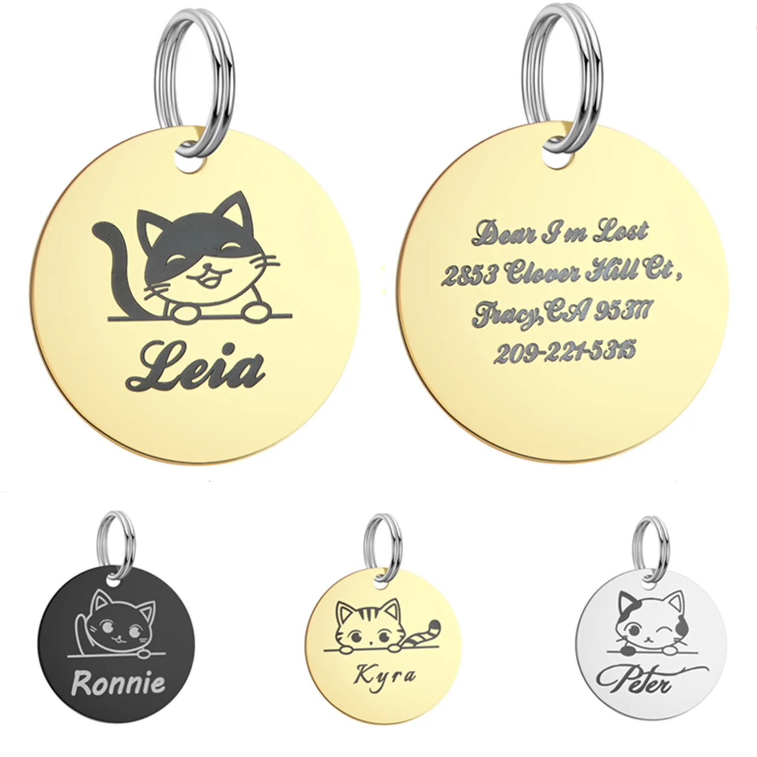 LUKATU Stainless Steel Personalized Customized Cat Identity Free ...