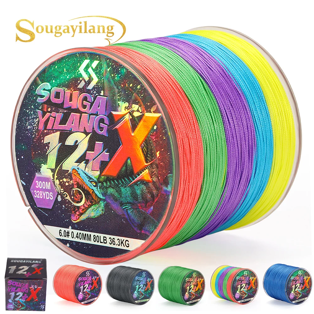 Sougayilang-12-Strands-Braided-Fishing-Line-100m-300m-PE-Line-5Color ...