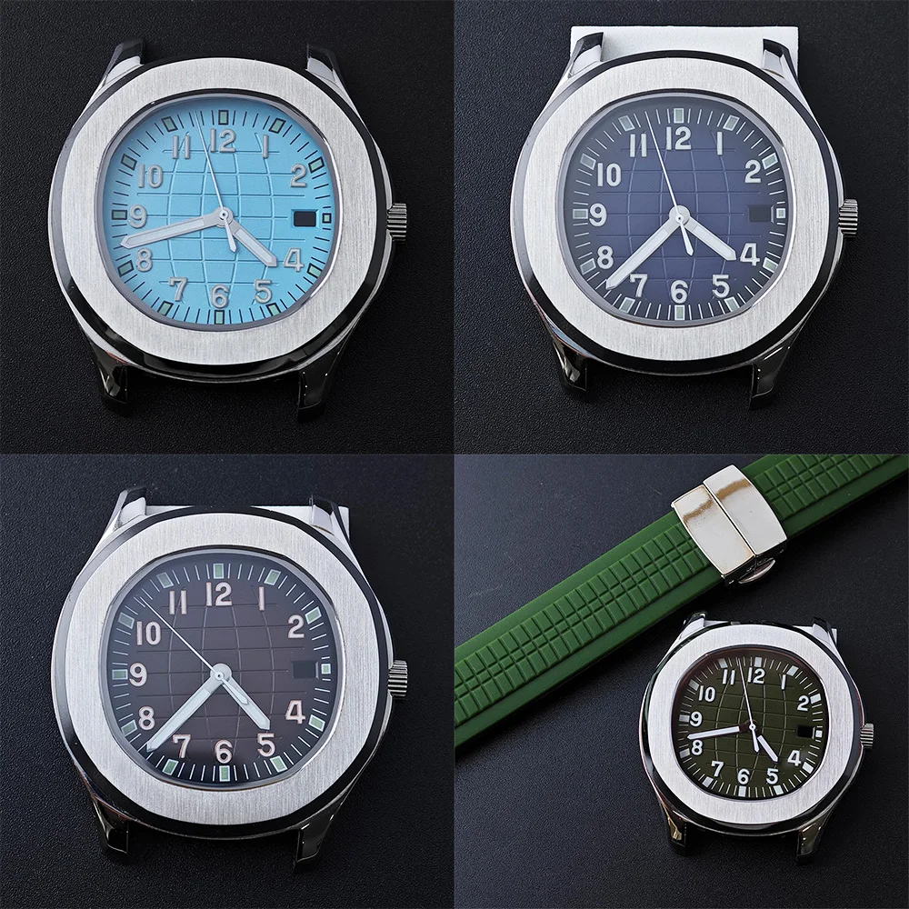 42mm-Silver-Watch-Case-Accessories-Luminous-Dial-Hands-Stainless-Steel ...