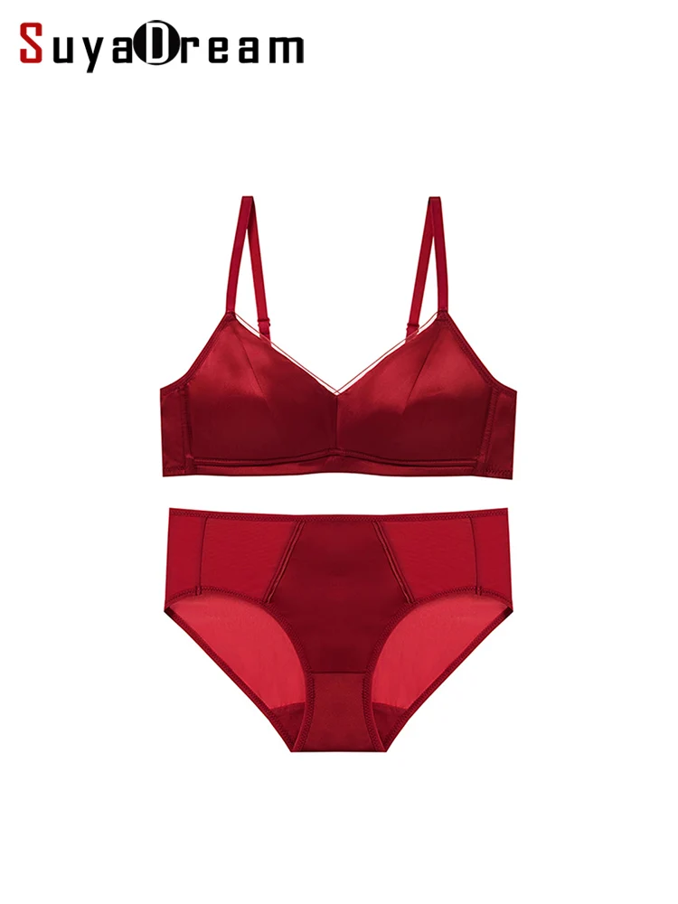 SuyaDream-Set-reggiseno-in-seta-donna-93-seta-7-Spandex-intimo-sottile-senza-ferretto-2023 ...