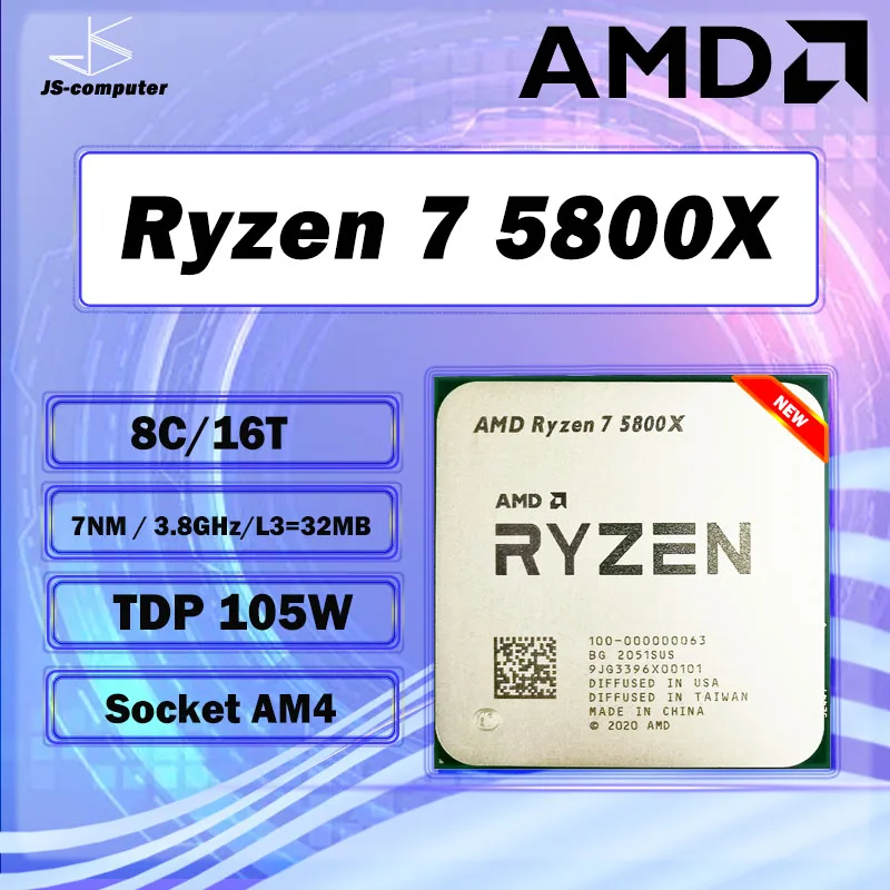 NEW AMD Ryzen 7 5800X R7 5800X 3.8 GHz 8-Core 16-Thread 105W CPU Processor DDR4 PCIE4.0 L3=32M ...