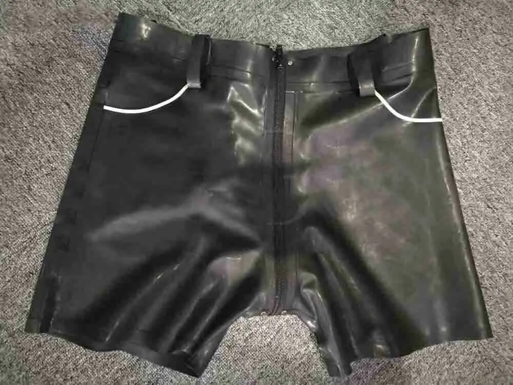 100%Latex Rubber Shorts Beach Swim Cosplay Casual Black Fitness Pants0 ...