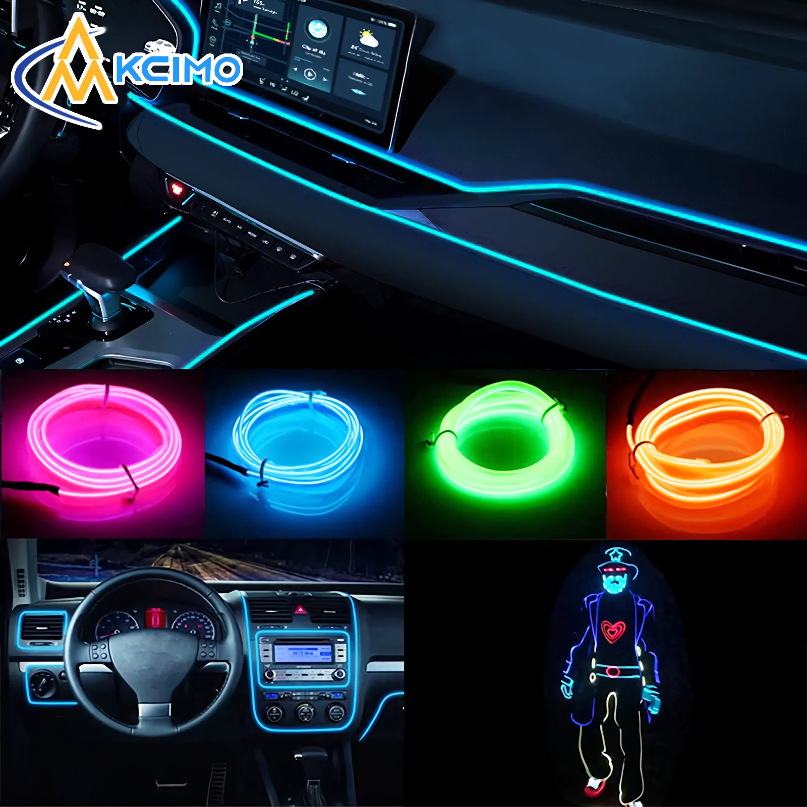 1/3/5M Car Interior Led Decorative Lamp EL Wiring Neon Strip Auto DIY ...