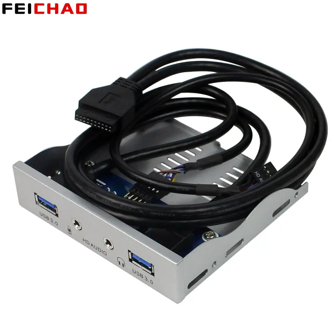 Hub USB de 2 puertos USB3.0 HD Audio Panel frontal adaptador de soporte ...