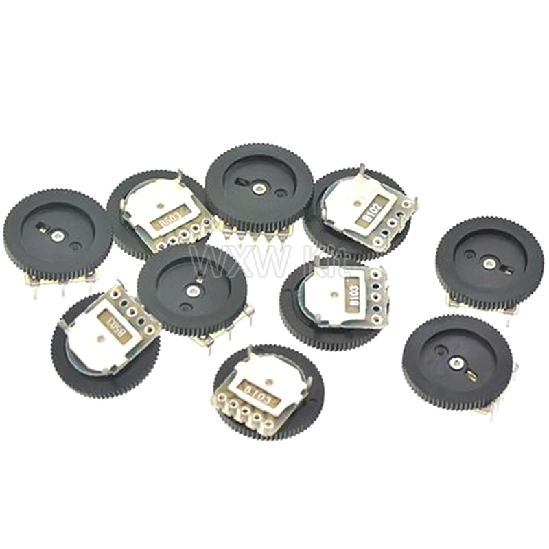 10pcs-Double-Dial-Taper-Volume-Wheel-Duplex-Potentiometer-B102-B103 ...