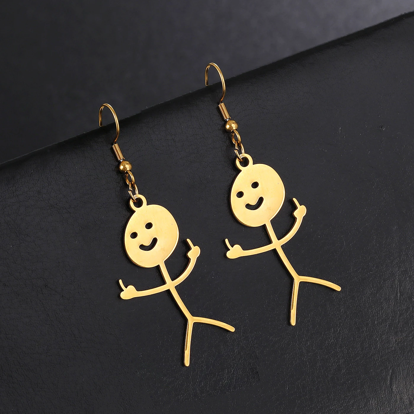 Engraçado doodle brincos hip hop smiley vara figura pingente mão gesto ...