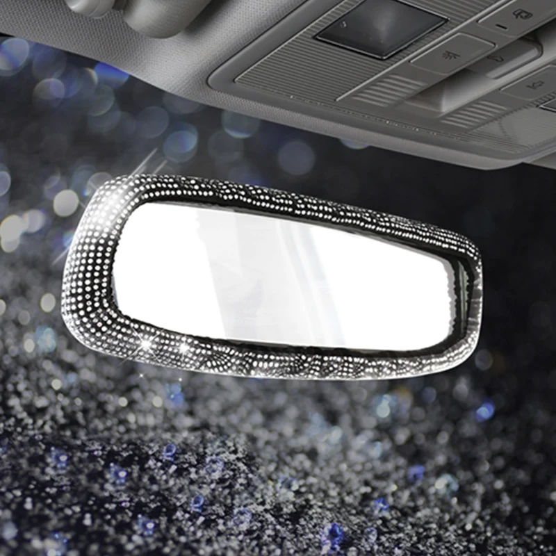 Diamond Inlaid Rearview Mirror Cover Interior Accessories Universal ...
