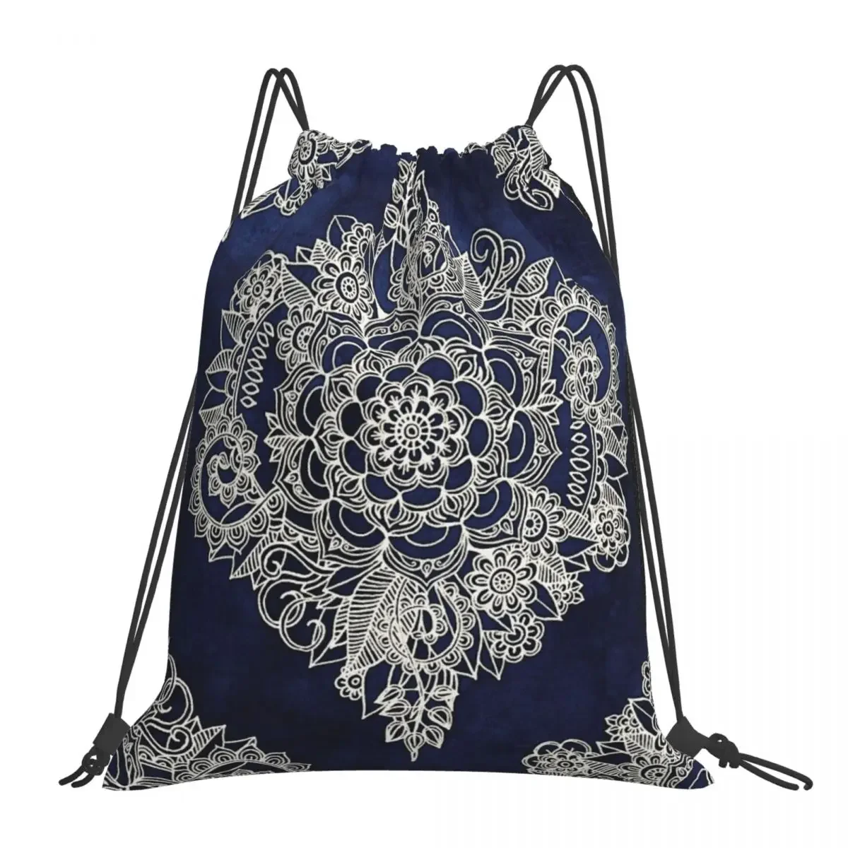 Cream-Floral-Moroccan-Pattern-On-Deep-Indigo-Ink-Backpacks-Multi ...