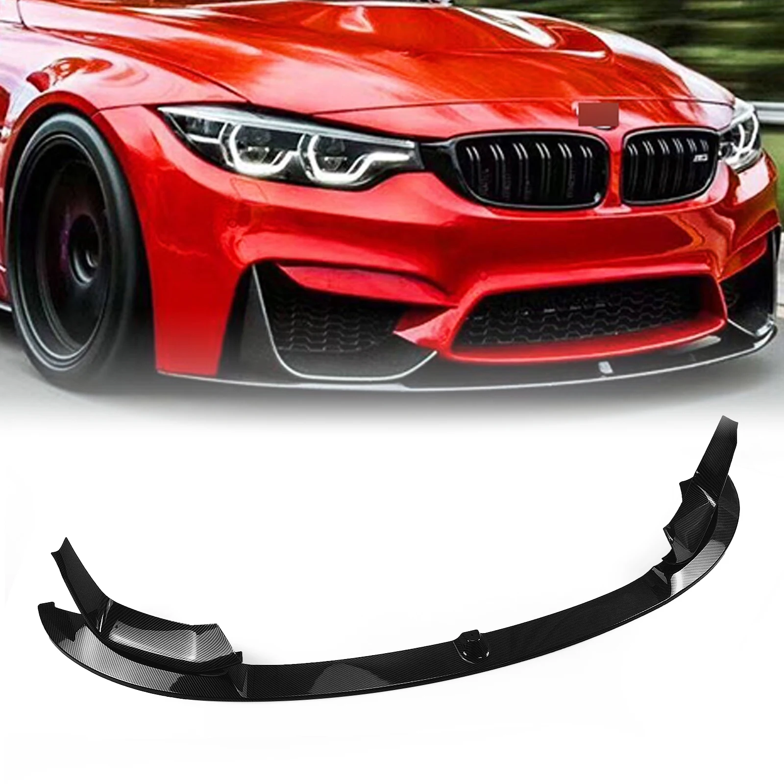 For-BMW-F80-M3-F83-F82-M4-2015-2020-Carbon-Fiber-Look-Gloss-Black-Front ...