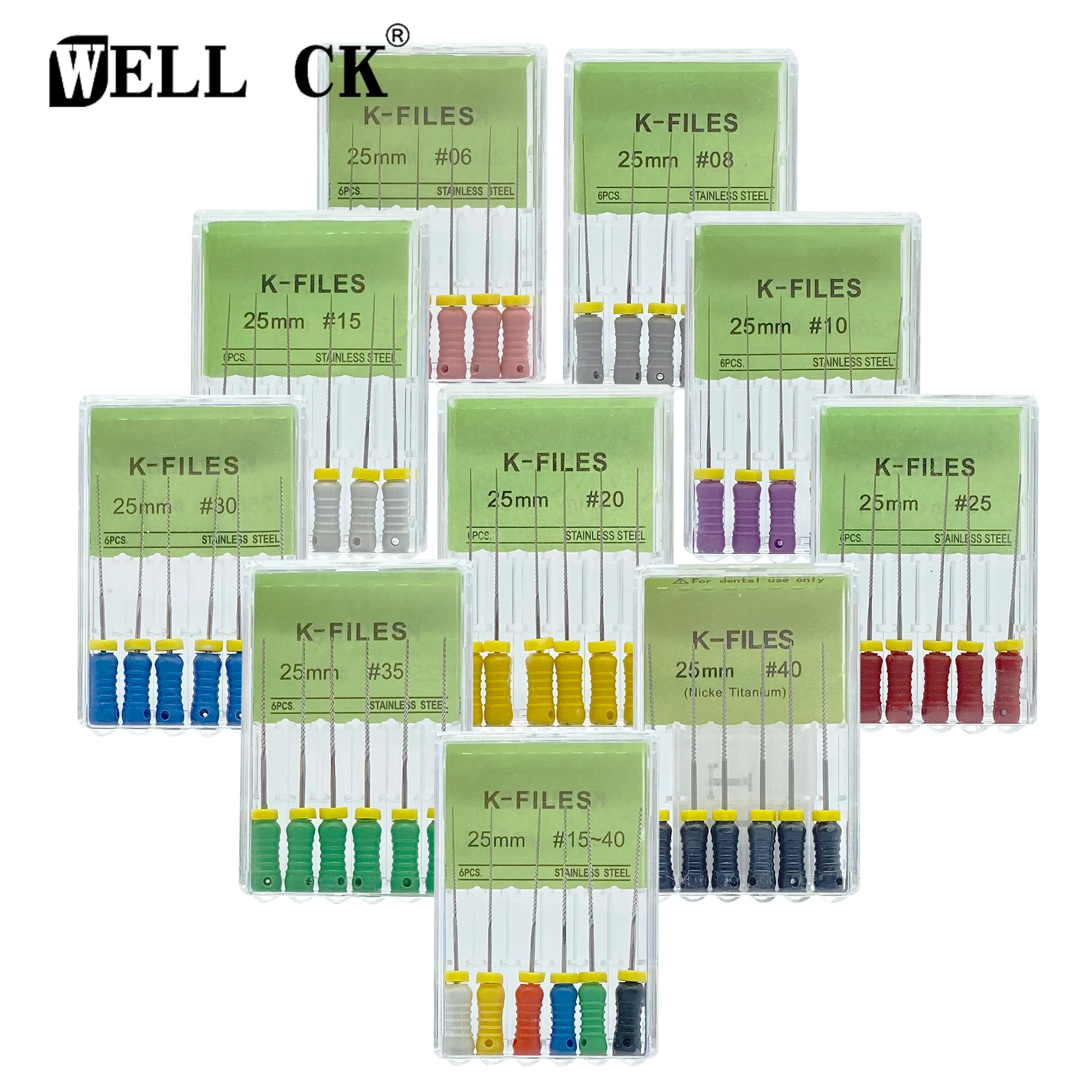 WELL-CK-6pcs-Dental-Hand-Use-K-Files-21mm-25mm-Stainless-Steel ...