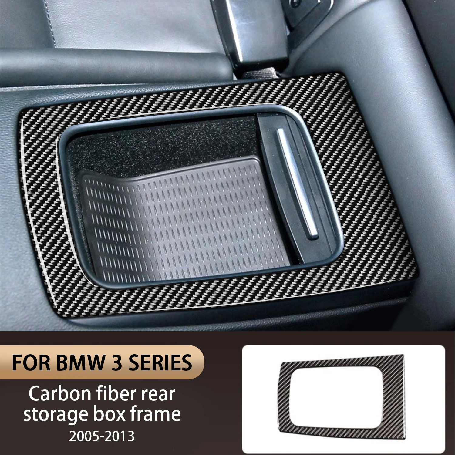 Car-Rear-Row-Storage-Box-Frame-Carbon-Fiber-Decoration-Trim-For-BMW-3 ...