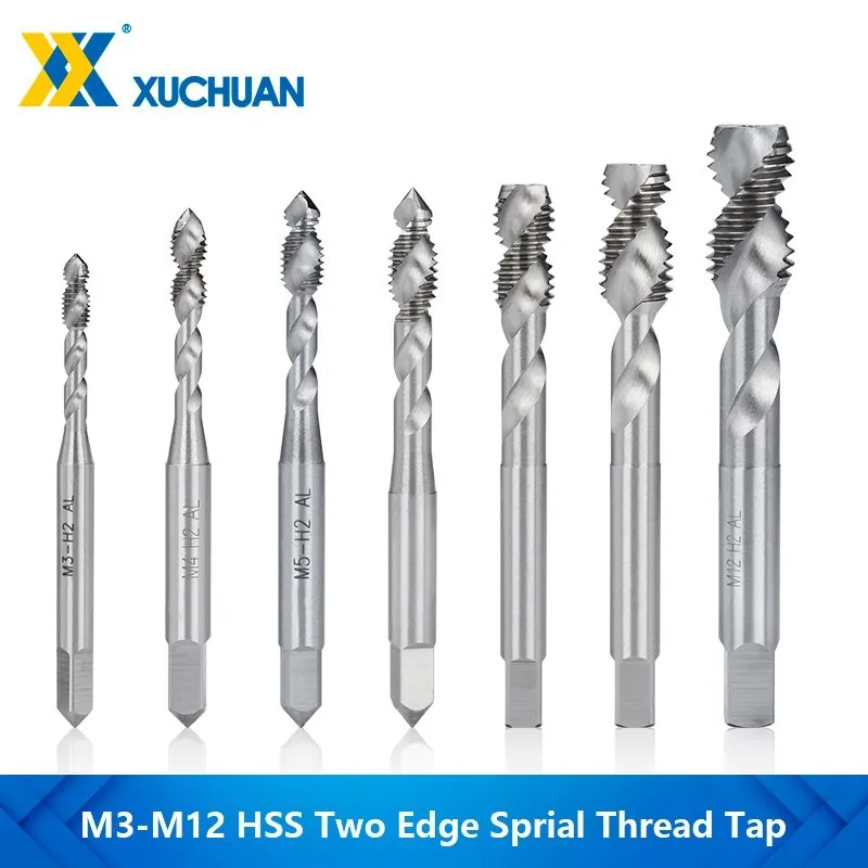 HSS Two Edge Sprial Flute Thread Tap M3 M4 M5 M6 M8 M10 M12 Machine ...