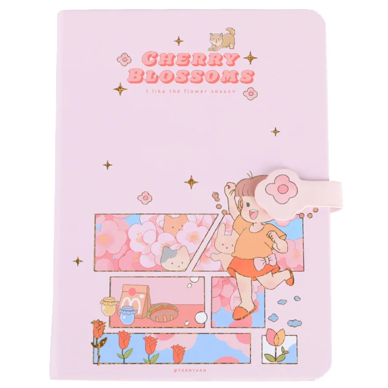 Kawaii 32K B6 Magnetic Buckle Hand Book Cute Cartoon Student Notebook ...
