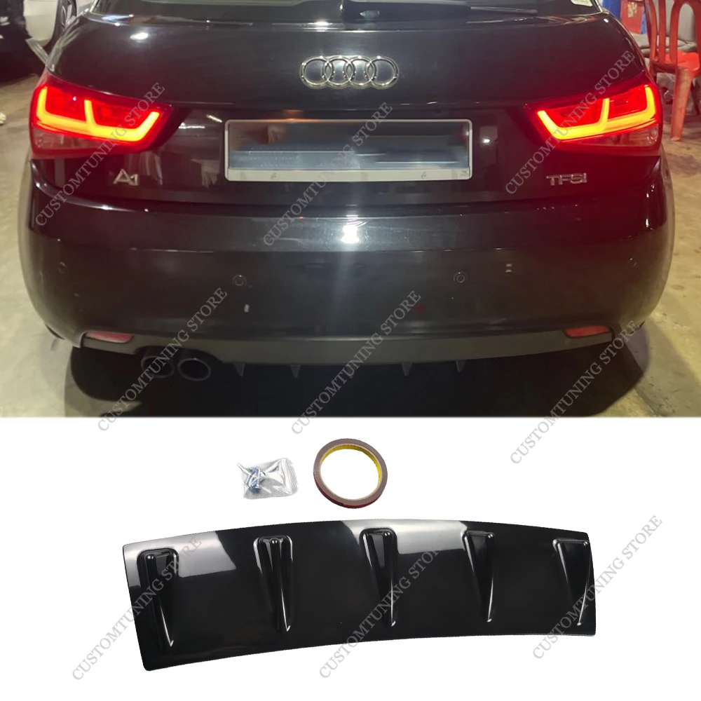 For-AUDI-A1-8X-5-Fins-Rear-Bumper-Diffuser-Splitter-A1-8X-TFSI-TDI-EGO ...