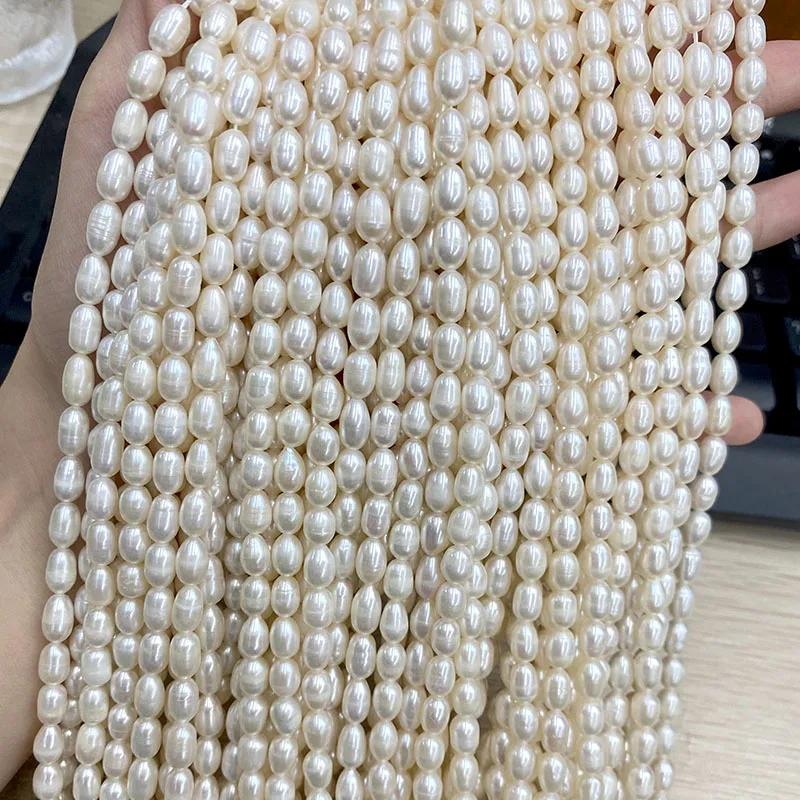 Wholesale High Quality 5-6mm Natural Freshwater Pearl Rice Shaped Loose ...