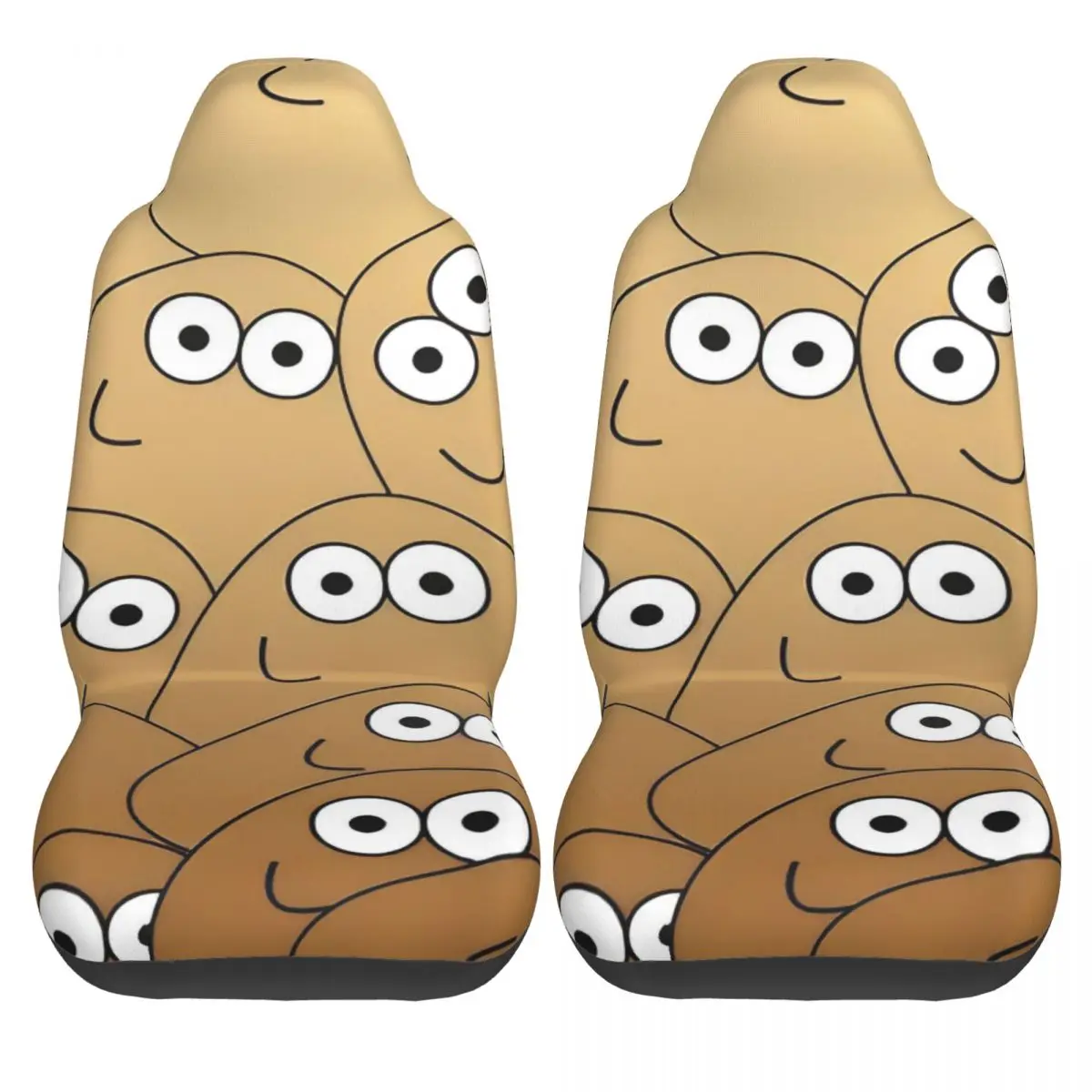 Pou Cartoon Car Seat Covers Bus Polyester Auto Seat Covers Stretch 2 ...