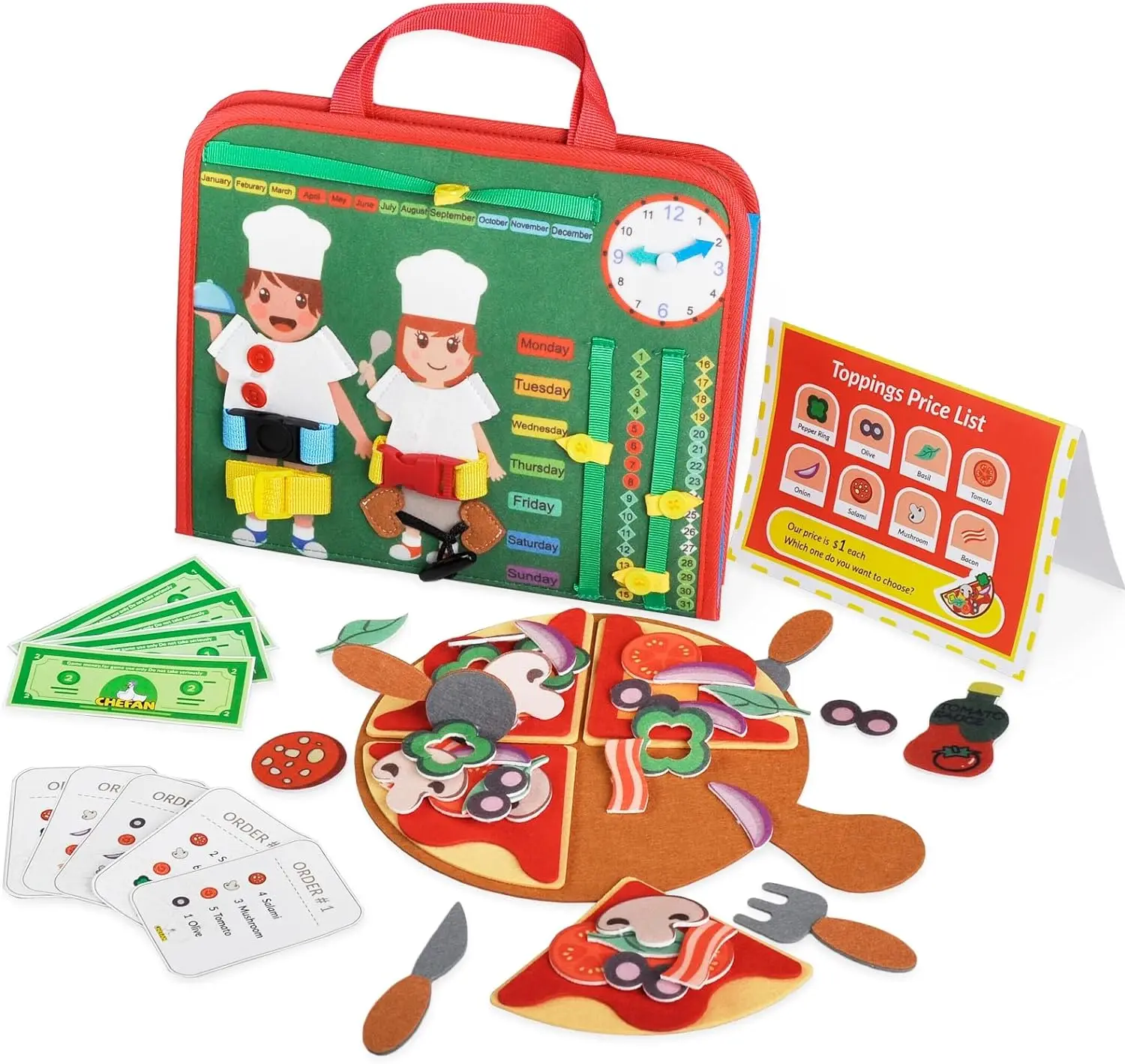 CHEFAN-Pizza-Counting-Number-Learning-Toys-Pizza-Busy-Board-Pretend ...