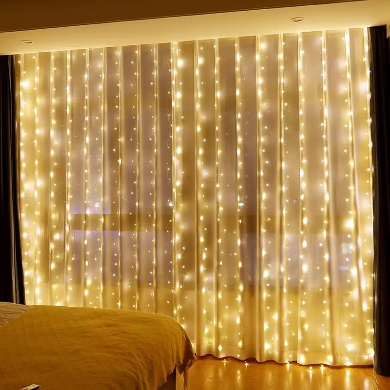Christmas-Decoration-Curtain-LED-String-Lights-3m-Remote-Control ...