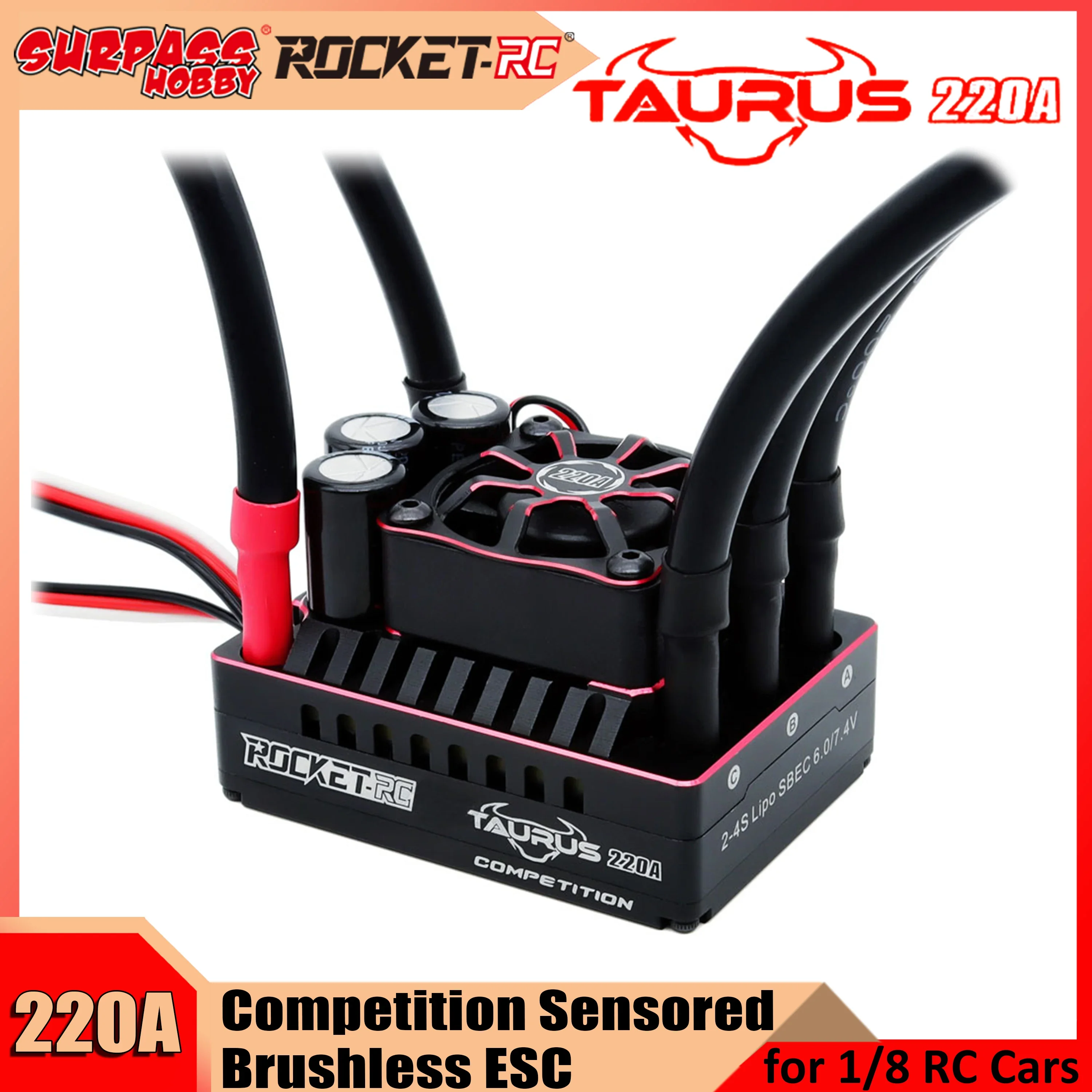Rocket-Sensored-Brushless-ESC-220A-TAURUS-Speed-Controller-V2-Turbo-for ...