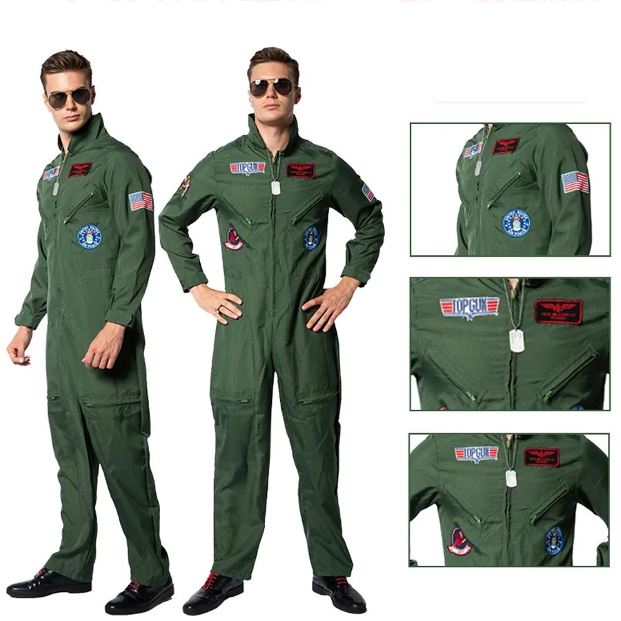 Men's Top Gun Maverick Jumpsuit Party Costume For Halloween Cosplay ...