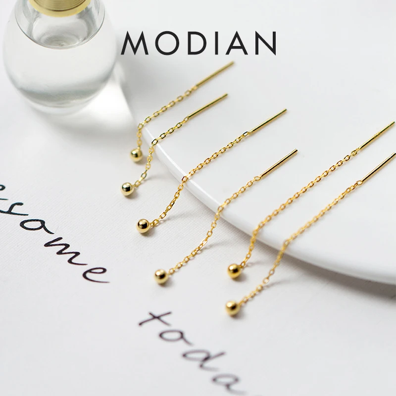 Modian Fashion Gold Color Bead Long Tassel Sweet Drop Earrings Classic ...