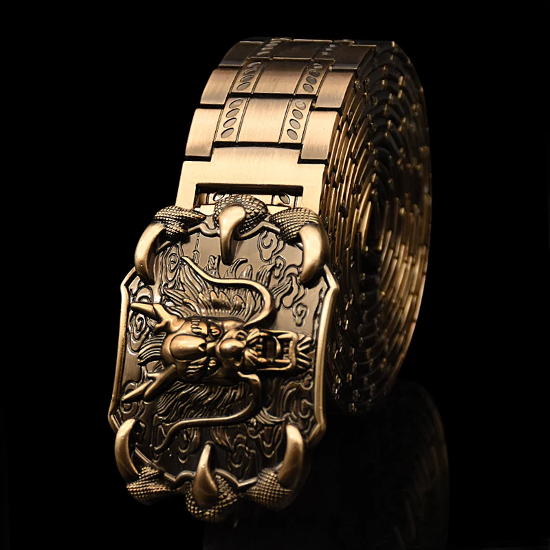 Mens-belts-Stainless-steel-Belt-metal-waistband-Retro-Dragon-metal-Belt ...