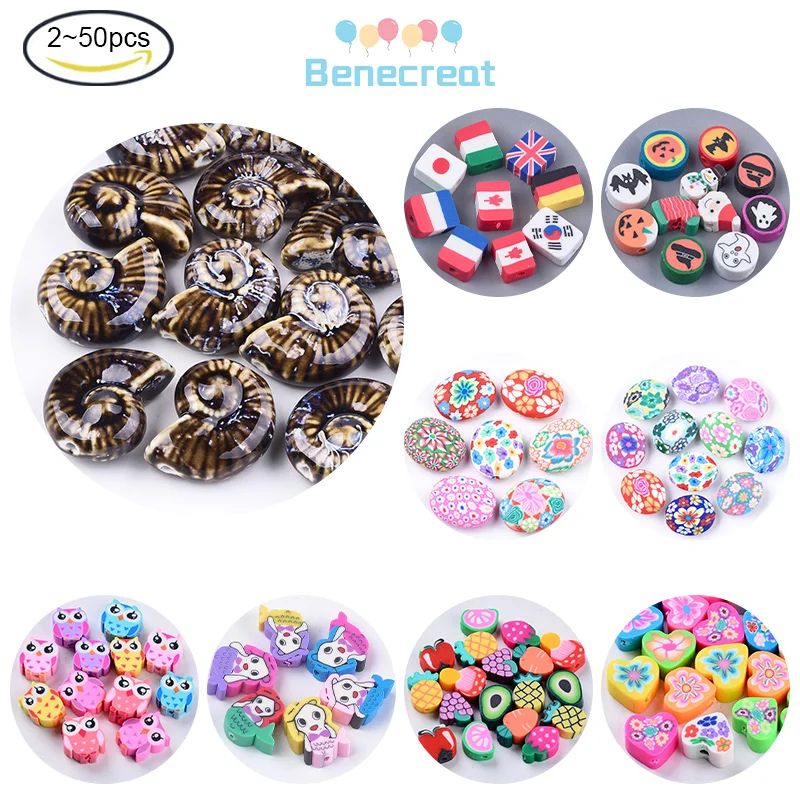 5-50pc Fruit And Animal Theme Handmade Polymer Clay Beads Loose Beads ...