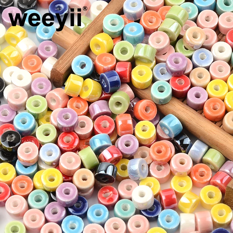 30pcs-4x6mm-Ceramic-Beads-Simply-Colored-Round-Flat-Beads-For-Jewelry ...