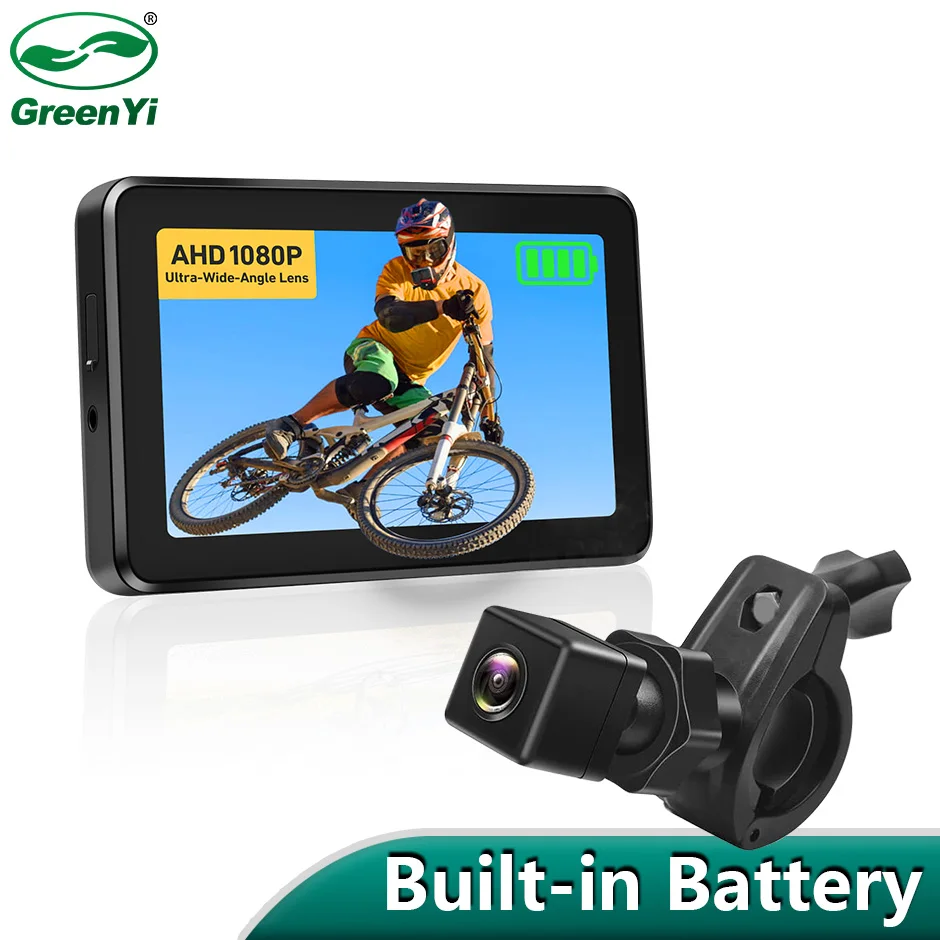 4.3 Inch 1080P 5000MAH Rechargeable Handlebar Bike Rear Mirror Monitor ...