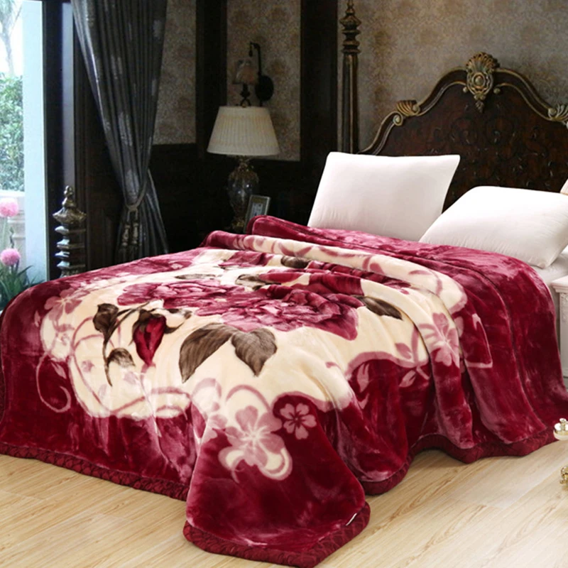 Double-Layer-Raschel-plush-blanket-Winter-weighted-single-twin-bed ...